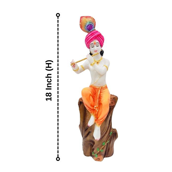 Lord Krishna Sitting on a Tree idol Showpiece for home decor (Marble ...